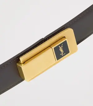 Saint Laurent Leather Cassandre Charniere Belt