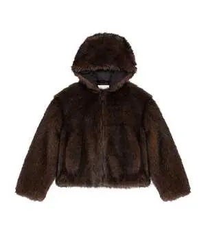 Maje Faux Fur Hooded Jacket - Brown