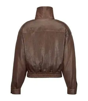 Saint Laurent Leather Funnel-neck Bomber Jacket