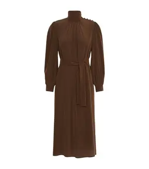 Max Mara Silk Maxi Dress - Brown