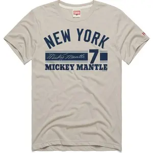 HOMAGE Mickey Mantle New York Yankees Signature Name & Number Tri-blend T-shirt - Stone