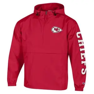Champion Kansas City Chiefs Packable Hooded Windbreaker Half-zip Jacket