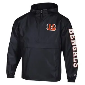 Champion Cincinnati Bengals Packable Hooded Windbreaker Half-zip Jacket