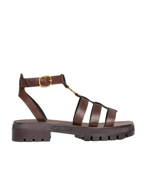 Celine Clea Triomphe Sandal In Calfskin Vegetal Tanning - Black