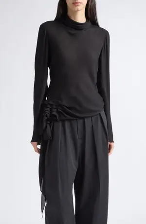 KALLMEYER Ornella Draped Silk Georgette Top - Black