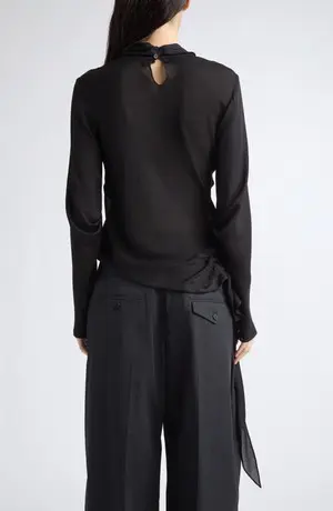 KALLMEYER Ornella Draped Silk Georgette Top - Black