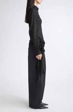 KALLMEYER Ornella Draped Silk Georgette Top - Black