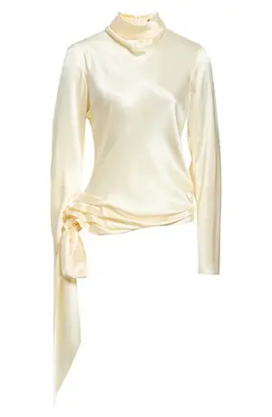 KALLMEYER Ornella Draped Silk Georgette Top - Cream