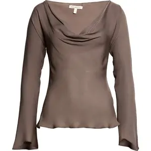 KALLMEYER Wilka Cowl Neck Silk Georgette Top - Granite