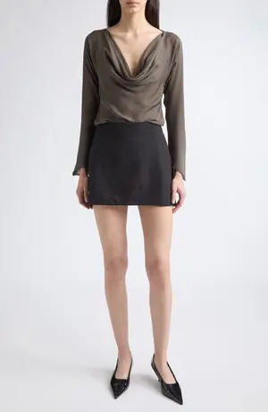 KALLMEYER Wilka Cowl Neck Silk Georgette Top - Granite