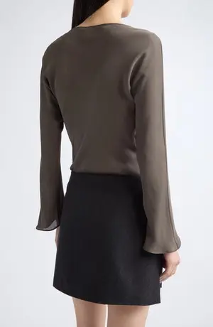 KALLMEYER Wilka Cowl Neck Silk Georgette Top - Granite