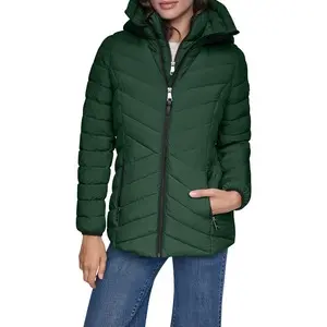 Dkny Water Resistant Lightweight Puffer Jacket With Bib - Hunter