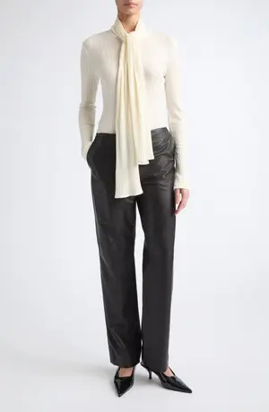 TOTEME Ribbed Tie Neck Blouse