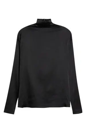 AGOLDE Bryony Satin Mock Neck Top - Black