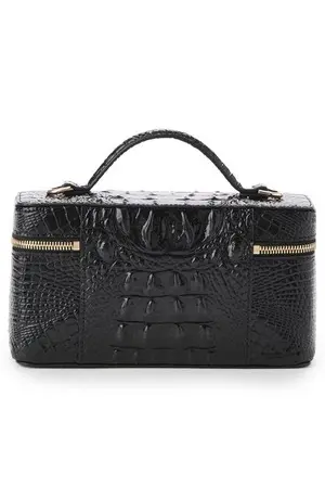 Brahmin Charlene Croc Embossed Leather Crossbody Bag - Black