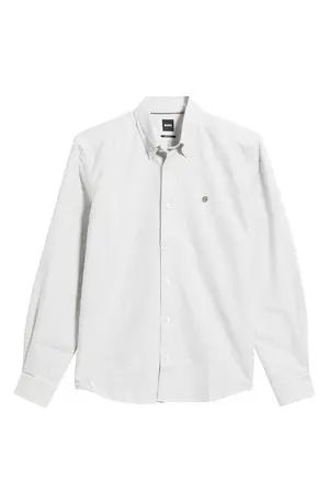 BOSS Liam Button Down Cotton Shirt - Open Green