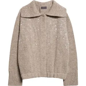 HAIKURE Sadie Sequin Wool Bomber Jacket - Hazelnut