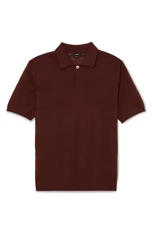 REISS Serval Check Texture Polo Sweater