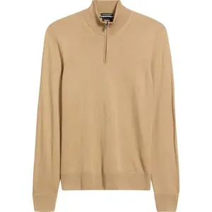 BOSS Ebenji Wool Quarter Zip Sweater Medium Beige