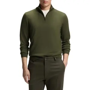 BOSS Ebenji Wool Quarter Zip Sweater - Open Green