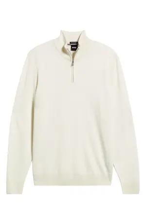 BOSS Ebenji Wool Quarter Zip Sweater - Open White