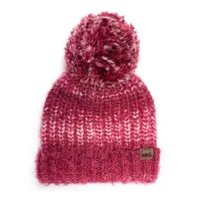MUK LUKS Chunky Space Dye Eyelash Knit Beanie - Berry Multi