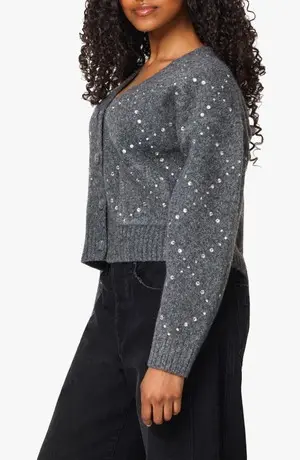Habitual Rhinestone Argyle Cardigan