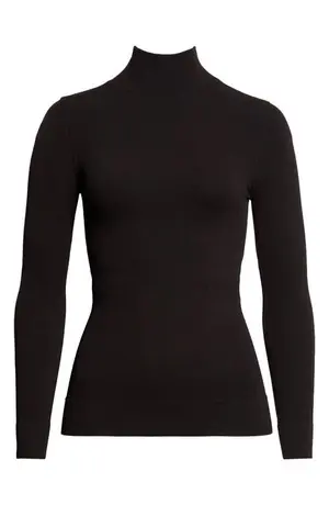 TOTEME Compact Jersey Mock Neck Top - Black