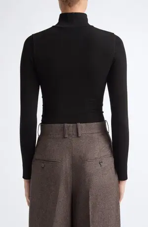 TOTEME Compact Jersey Mock Neck Top - Black