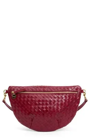Clare V. Grande Woven Leather Belt Bag - Garnet
