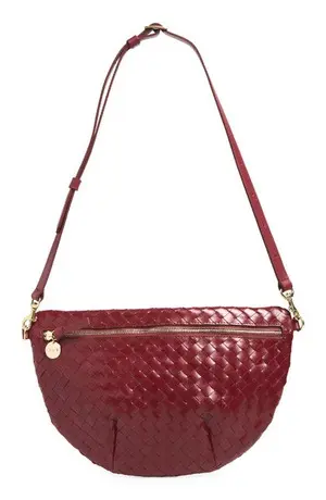 Clare V. Grande Woven Leather Belt Bag - Garnet