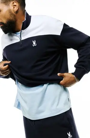 Psycho Bunny Gabe French Terry Quarter-zip Pullover