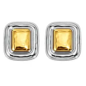 ALAIS BRANCHE Blair Gold Square Earrings - Silver