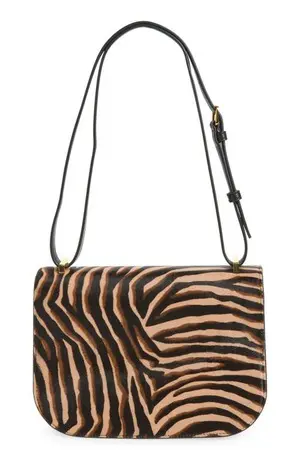 Veronica Beard Dash Leather Saddle Bag Tan Multi