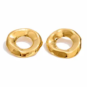 ALAIS BRANCHE Lenox Wavy Open Circle Earrings Silver