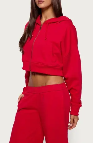 EDIKTED Byrdi Crop Zip-up Hoodie