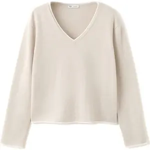 Mango V-neck Sweater - Sand