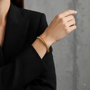 ALAIS BRANCHE Jovi Ribbed Hinged Bracelet - Silver