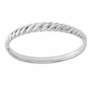 ALAIS BRANCHE Jovi Ribbed Hinged Bracelet - Silver