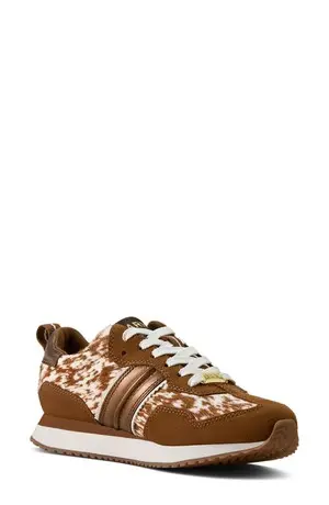 Ariat Ranch Runner Genuine Calf Hair Sneaker - Chestnut Suede