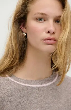 Mango Contrast Detail Crewneck Sweater