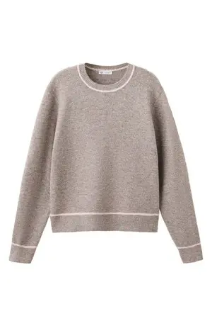 Mango Contrast Detail Crewneck Sweater
