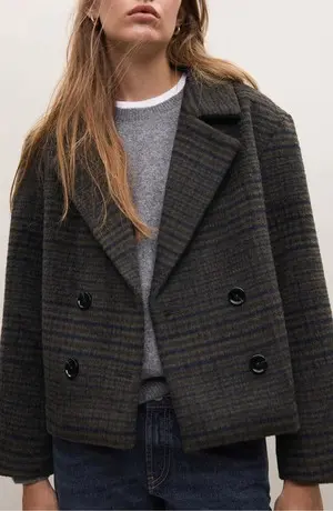 Mango Checked Coat - Chocolate