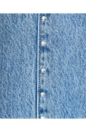 Mango Studded Seam Wide Leg Jeans - Medium Blue