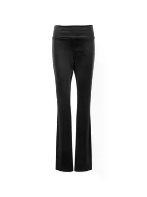 DON'T @ ME Velvet-effect Flared Trousers - Black