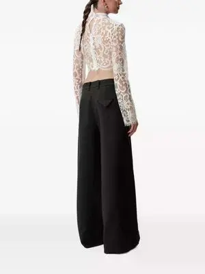 CONCEPTO Mist Lace Long-sleeved Cropped Blouse