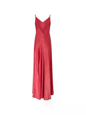 Pinko Long Slip Dress In Satin - Red