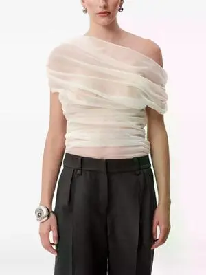 CONCEPTO Blur Off-shoulder Sheer Blouse