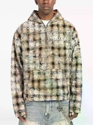 GUAPI Skeleton Plaid-print Hoodie - Neutrals
