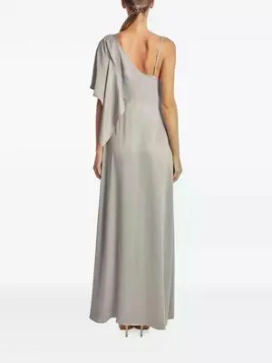 IRINA SCHROTTER Danielle Ruffled Asymmetric-neck Maxi Dress - Grey